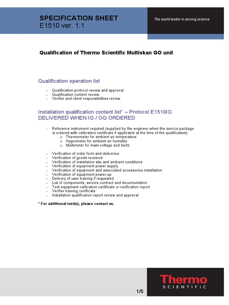 SPC E1510 Ver1.1 Multiskan GO Eng US | PDF | Verification And ...