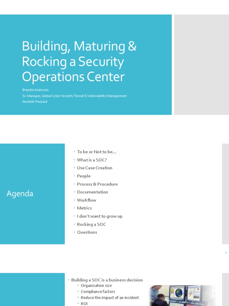 Building Maturing and Rocking A Security Operations Center Brandie ... Building Maturing and Rocking A Security Operations Center Brandie ...