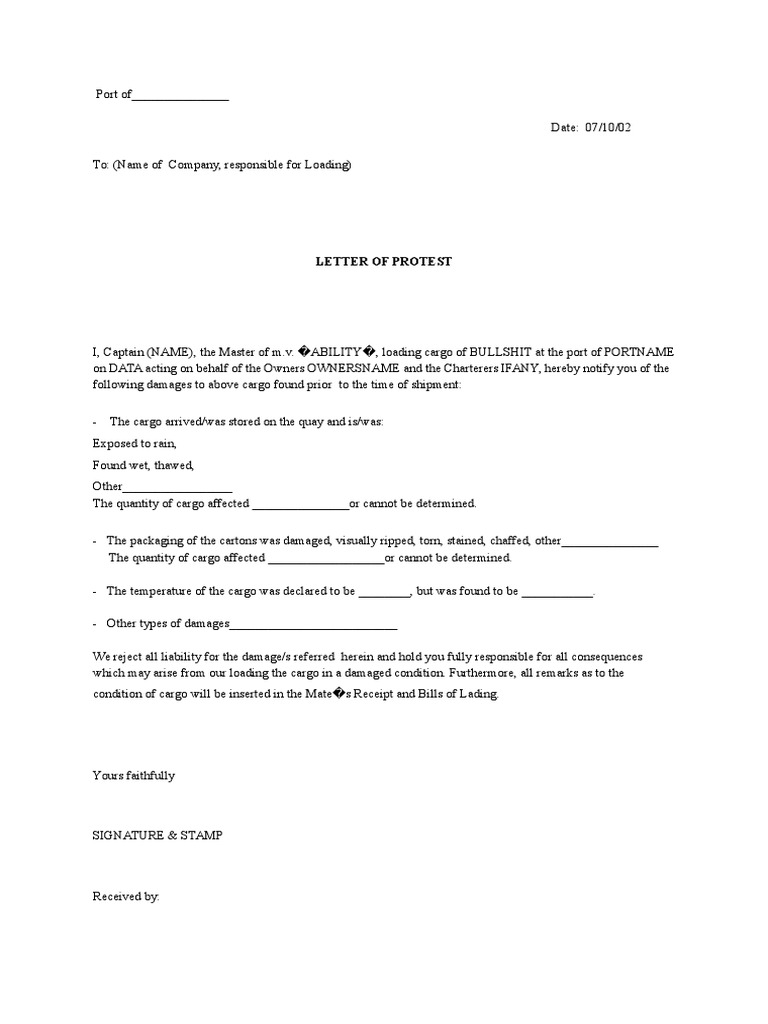 Letter of Protest | PDF