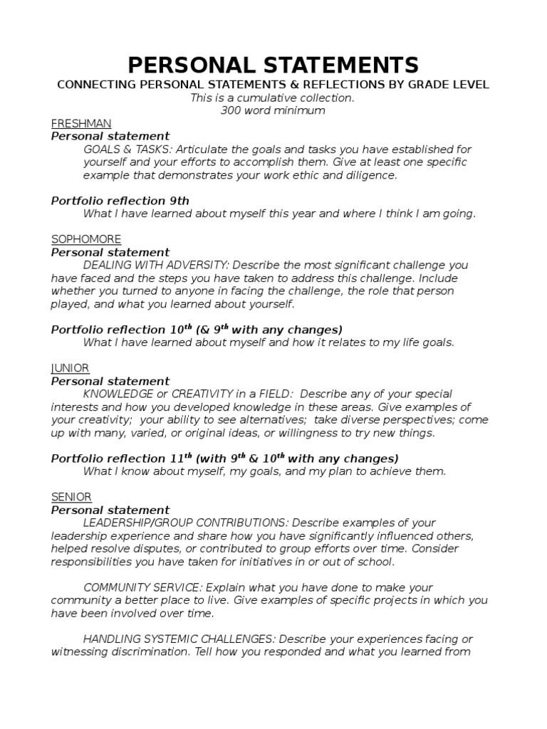 Connecting Personal Statements | PDF