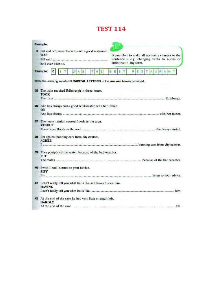 Part 4 Use of English Tests 114,115 | PDF