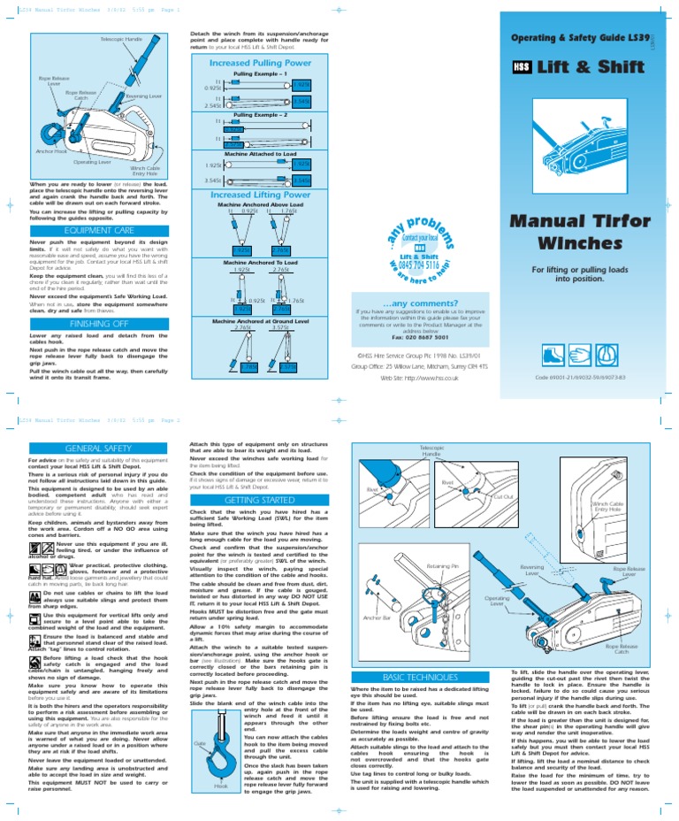 Manual Tirfor | PDF | Rope | Manufactured Goods