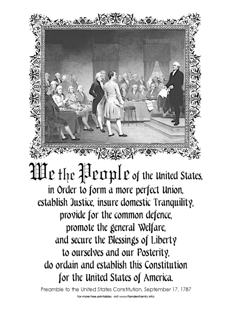 Print Preamble To Us Constitution | PDF