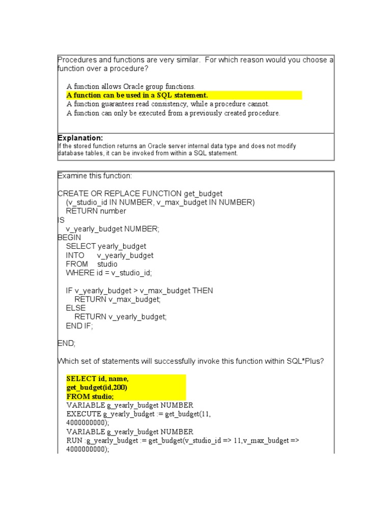 10 Creating Functions | Download Free PDF | Pl/Sql | Subroutine