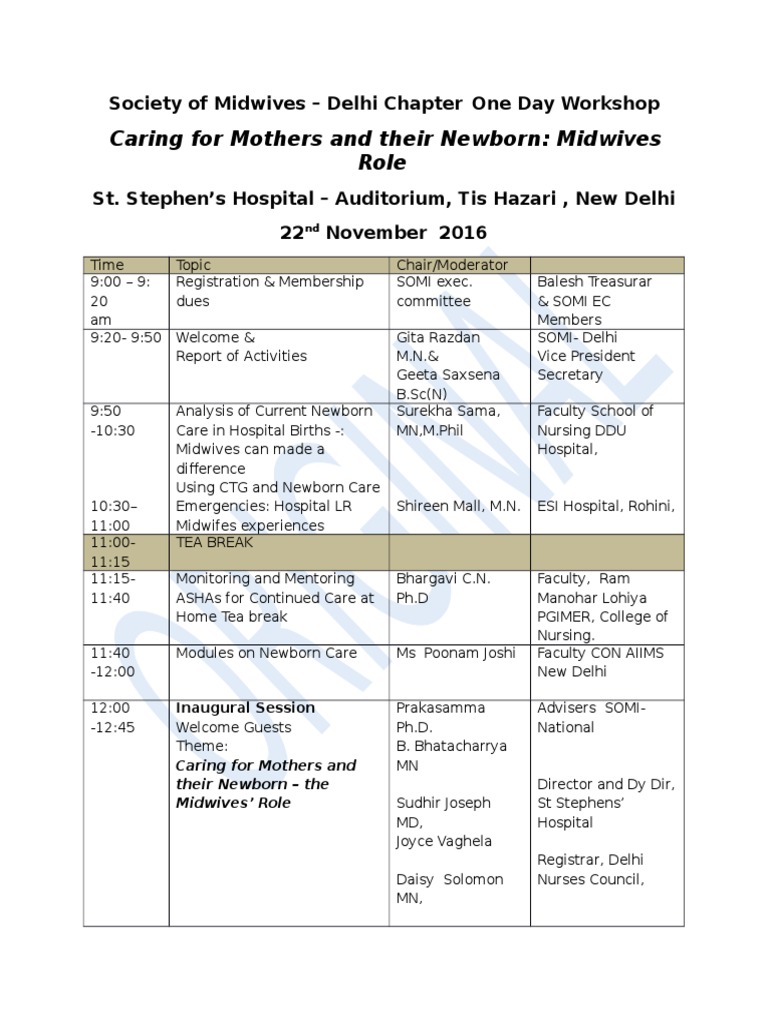 22nd Nov One Day Programme FINAL | PDF | Midwifery | Midwife