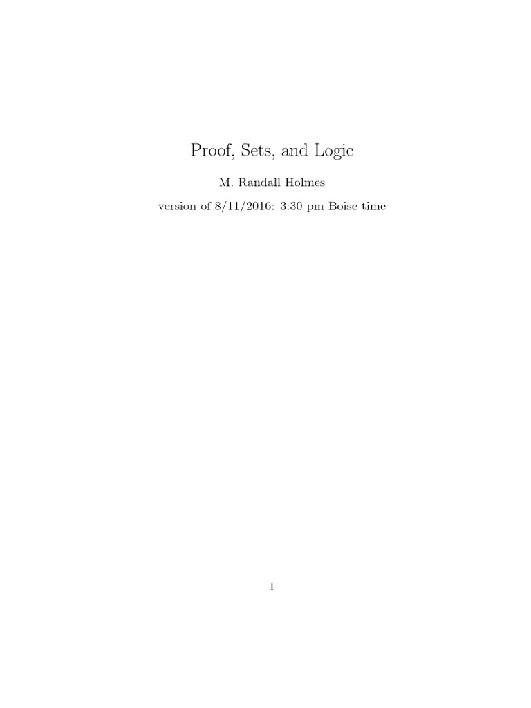 Proof, Sets, and Logic Guide | PDF | Verb | Mathematical Proof