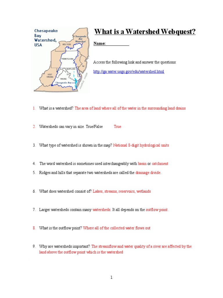 Watersheds and River Basins Activity | PDF | Drainage Basin | Environment