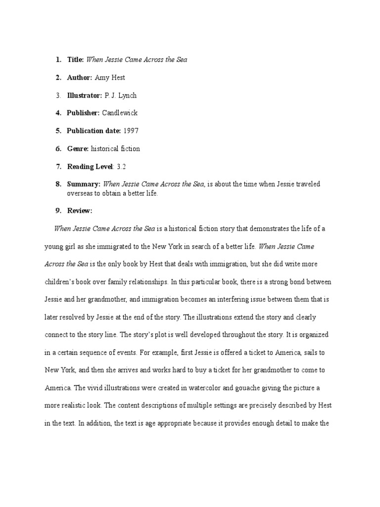 When Jessie Came Across The Sea | PDF