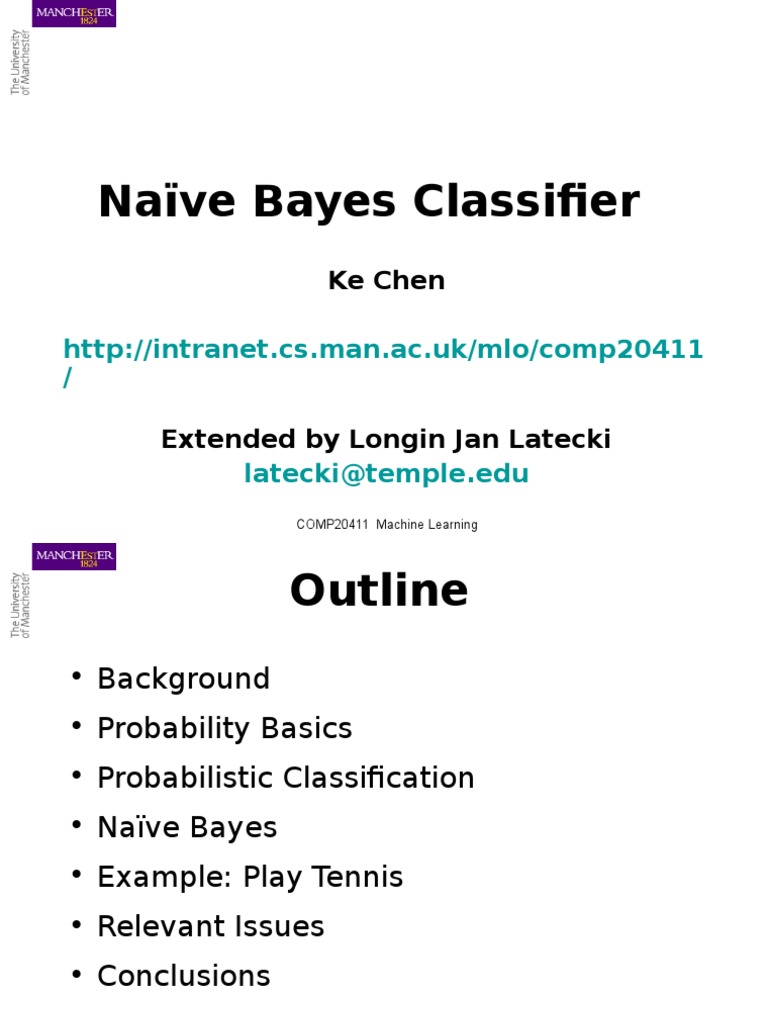 Naïve Bayes Classifier: Ke Chen | PDF | Statistical Classification | Probability Theory