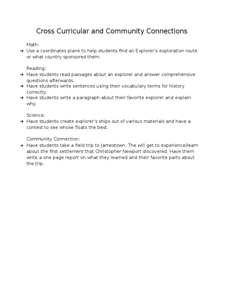 Cross-Curricular Explorer Activities | PDF | Social Science | General ...
