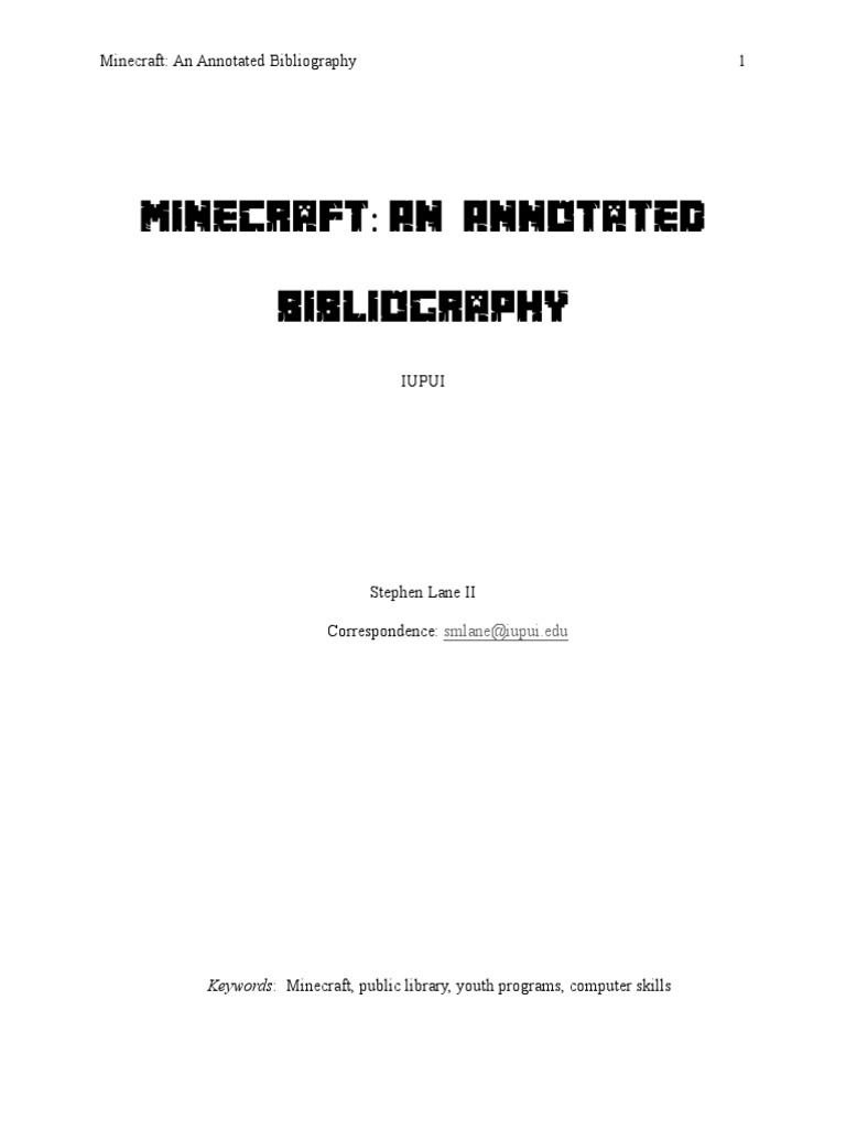 Minecraft Ab Final | PDF | Minecraft | Library And Museum
