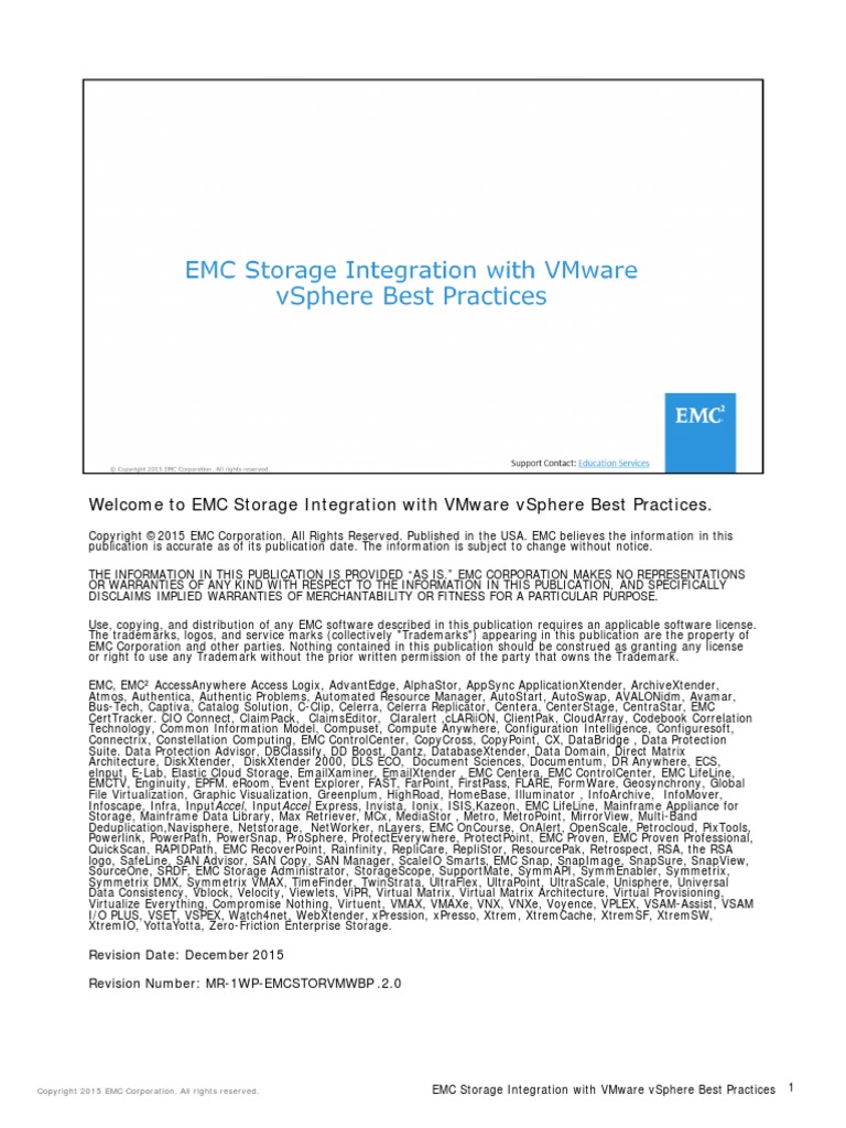 EMC Storage Integration With VMware VSphere Best Practices | Download Free PDF | Network ...