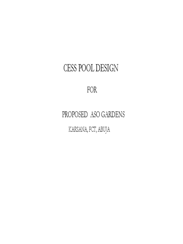 Cess Pool Design: FOR Proposed Aso Gardens | PDF