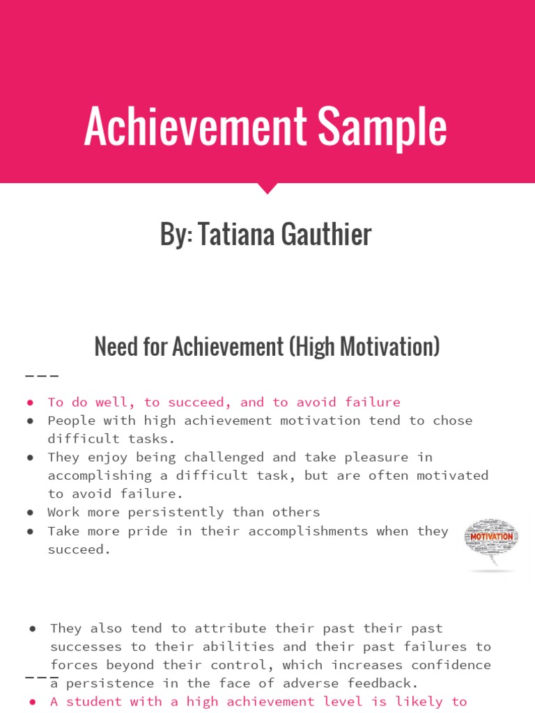 Achievement Sample: By: Tatiana Gauthier | PDF