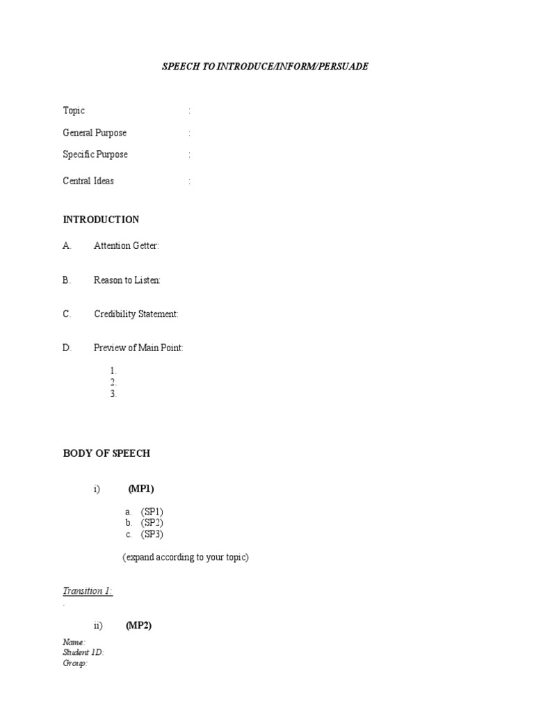 Speech Format | PDF | Language Arts & Discipline | Foreign Language Studies