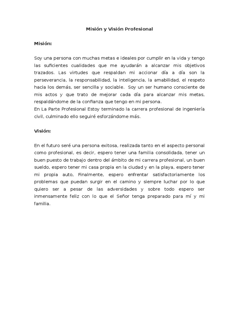 Misión y Visión Profesional | PDF