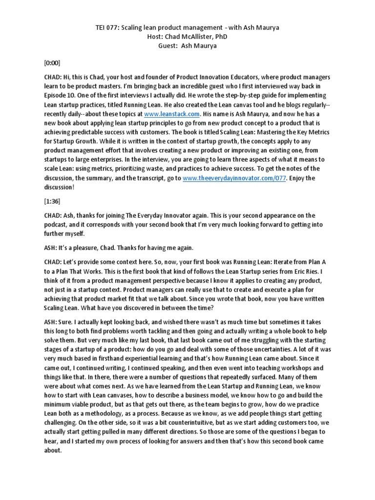 Scaling Lean (Interview With Author) | PDF | Lean Startup | Lean ...