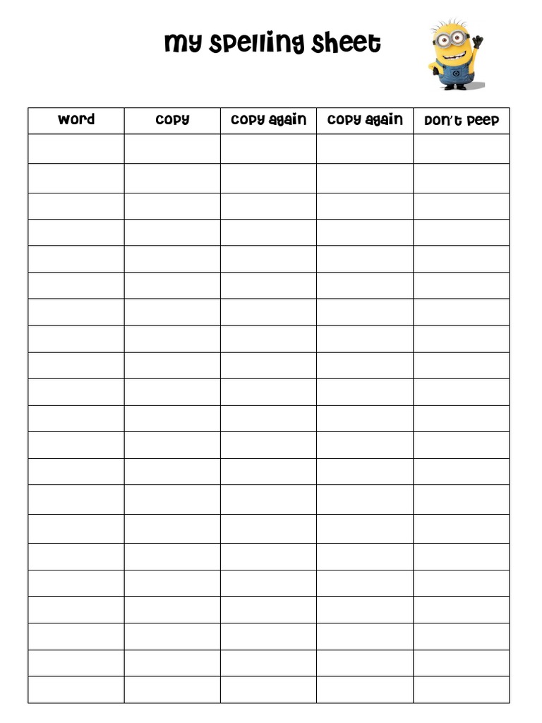 Spelling Sheet | PDF