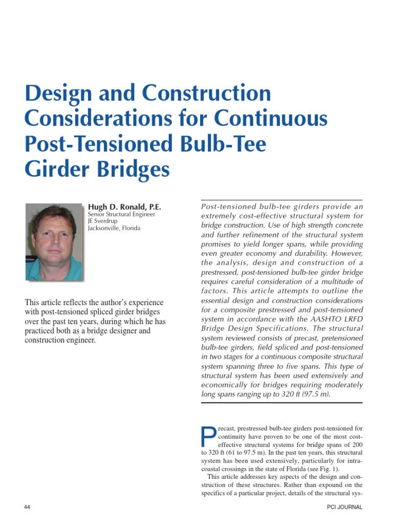 Continous Post-Tensioned Bulb-Tee Girder Bridges | PDF | Prestressed ...