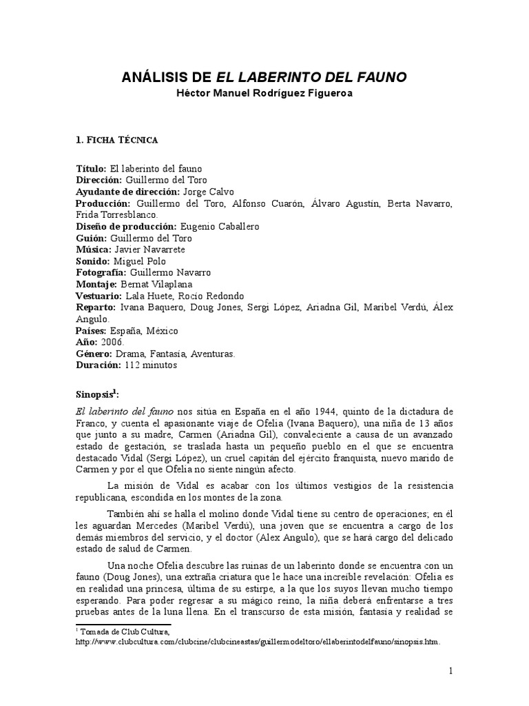 Analisis Del Laberinto Del Fauno HMRF | PDF | Agitación