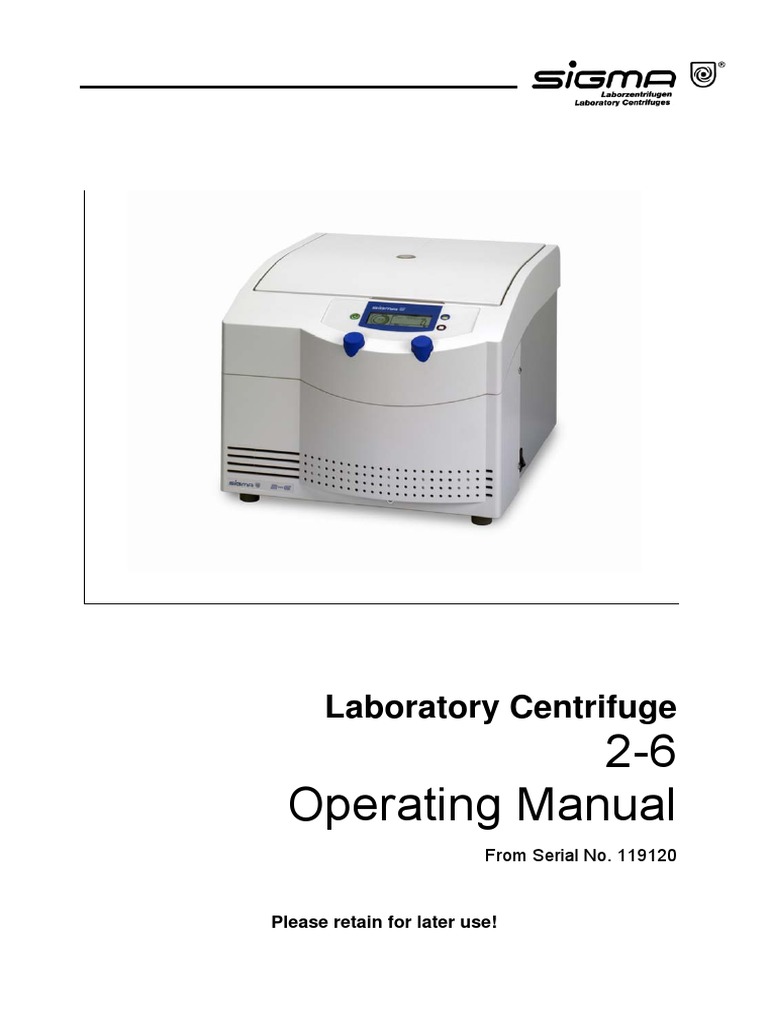 Manual Sigma Centrifuge 2-6 Eng | Centrifuge | Corrosion