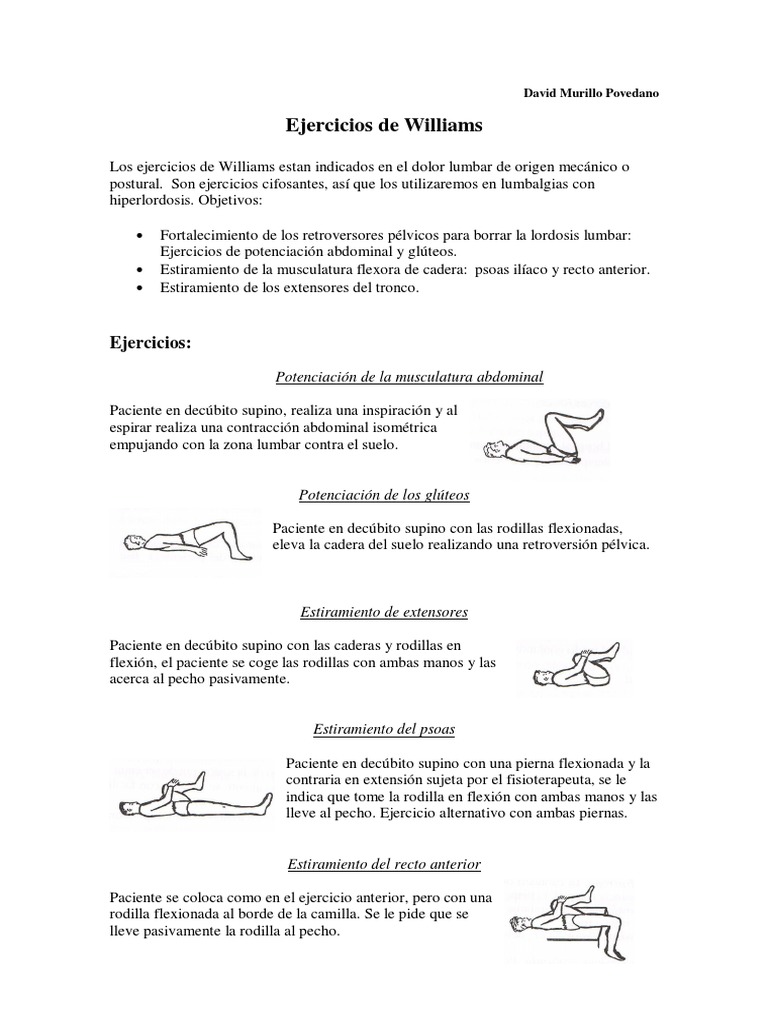 Ejercicios terapéuticos para el dolor lumbar: Ejercicios de Williams y ...