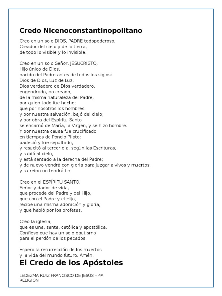 Credo Nicenoconstantinopolitano | PDF | espíritu Santo | María, madre ...