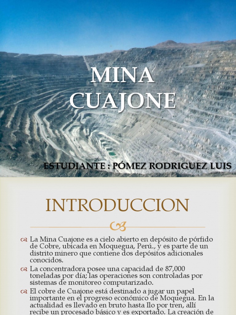 Mina Cuajone, proceso productivo y equipos clave | PDF | Rieles ...
