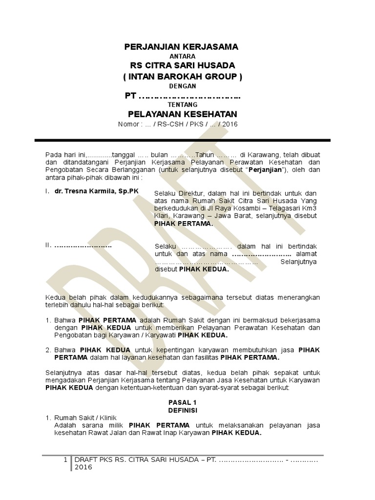 DRAFT PKS Perusahaan | PDF