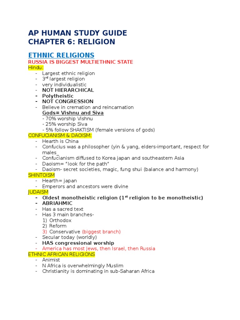 AP Human Geography Chapter 6 Review | PDF | Monotheism | Confucianism