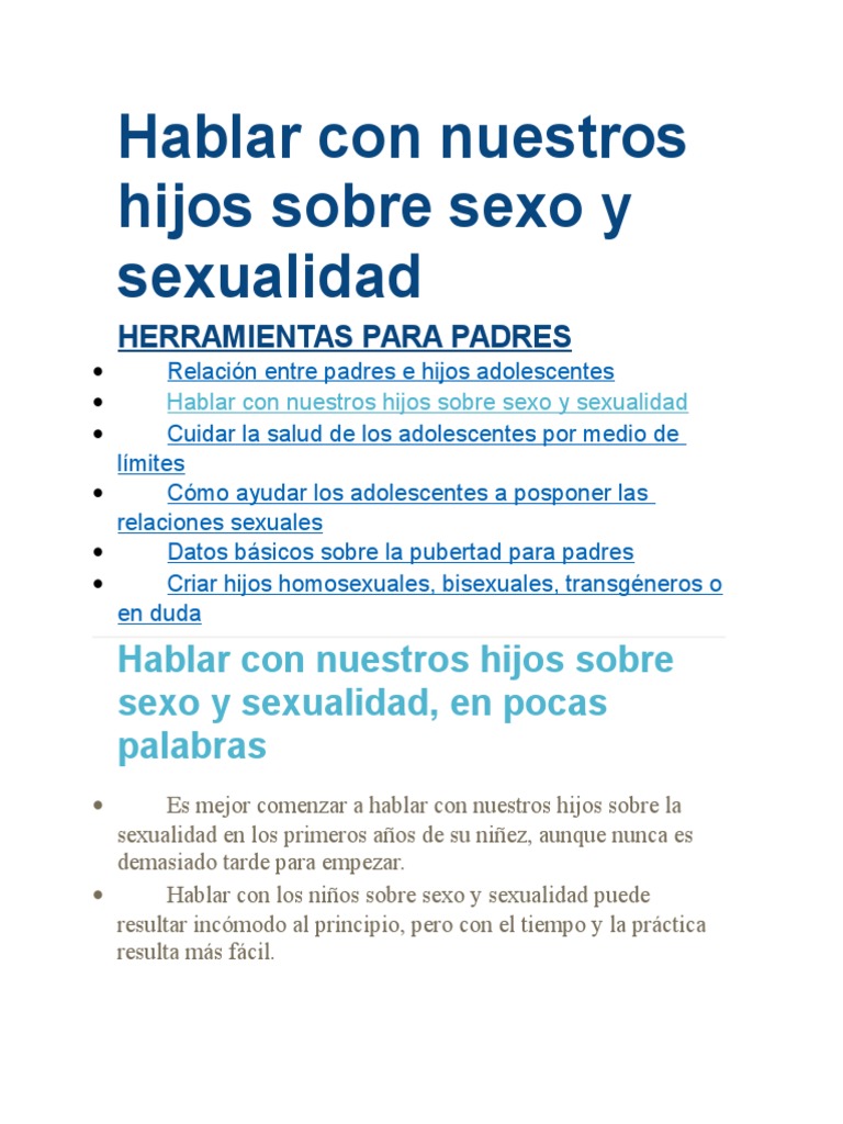 Guía Práctica Para Padres Sobre Cómo Hablar Con Sus Hijos Acerca De La