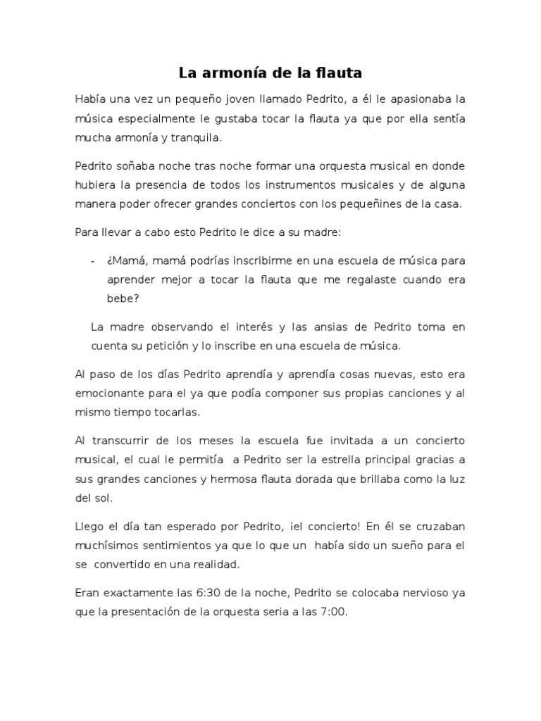 La Armonía de La Flauta - Docx Cuento - Docx Cuento Singular | PDF ...