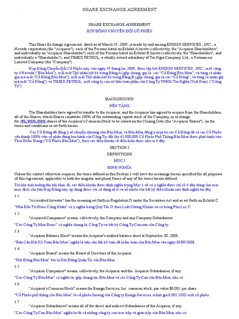 Share Exchange Agreement | PDF