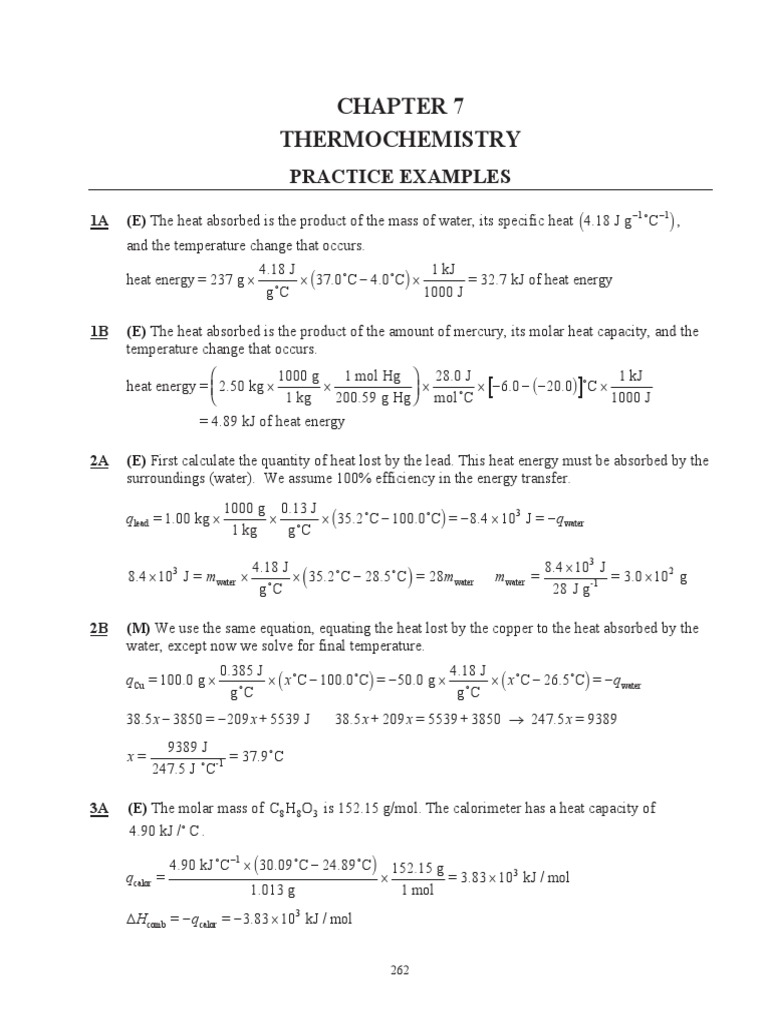 Practice Examples Chapter 7 Thermochemistry Petrucci 10th Ed | PDF ...