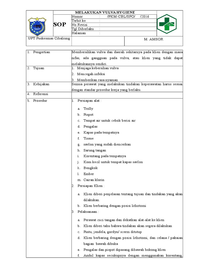 SOP Vulva Hygiene | PDF