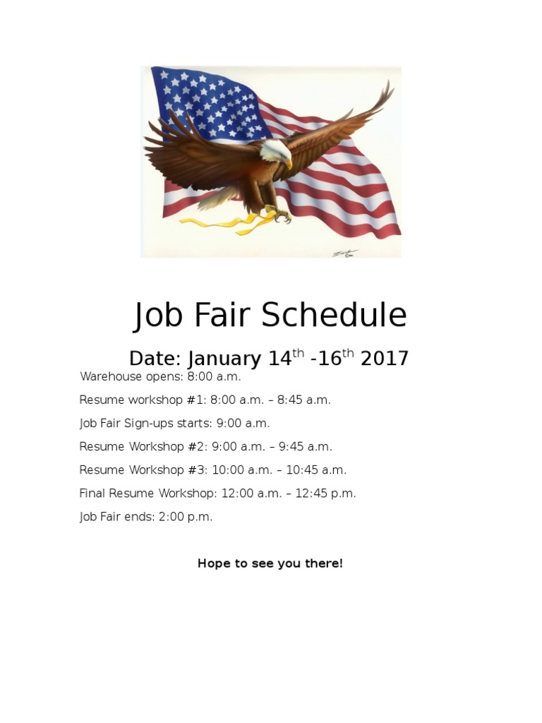 2017 Job Fair Schedule and Workshops | PDF