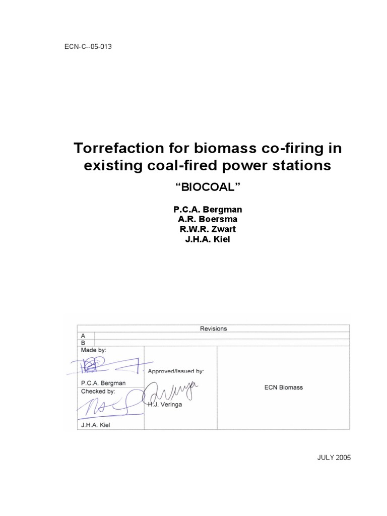 Torrefaction For Biomass Co-Firing in Existing Coal-Fired Power ...