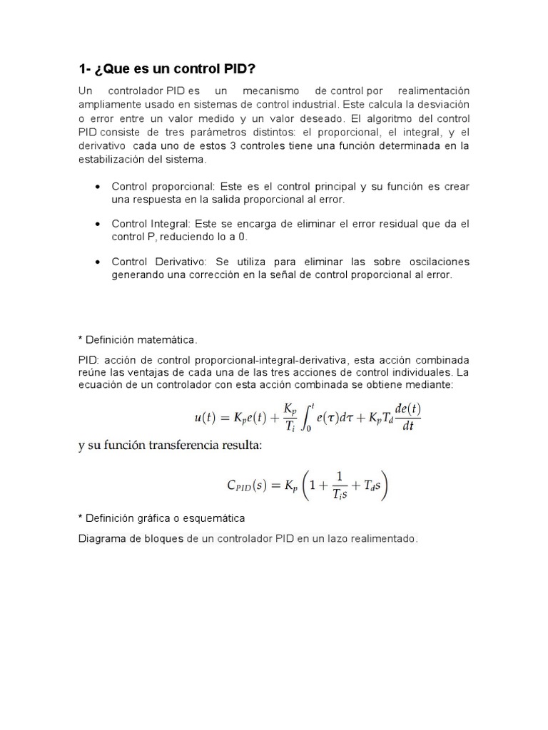 Control PID: Un mecanismo de control ampliamente utilizado en sistemas ...