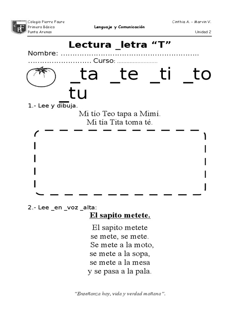 Lectura Letra T