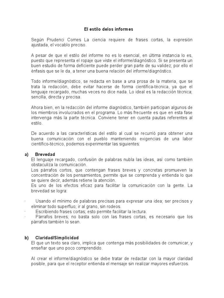 El Estilo de Los Informes | PDF | Lectura (proceso) | Comunicación