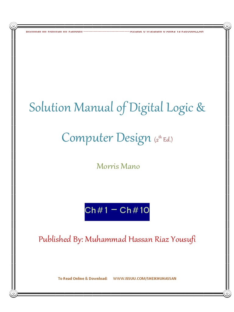 Solution Manual of Digital Logic and Computer Design (2nd Edition ...