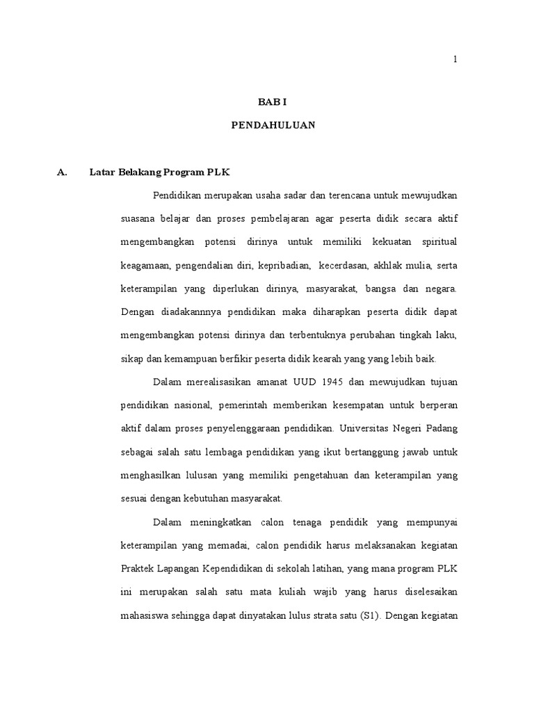 Contoh Laporan PLK | PDF