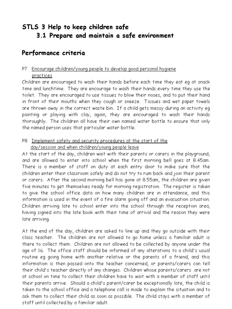 STLS NVQ 3 Unit 3 CCLD Unit 202 Reflective Account Performance Criteria ...