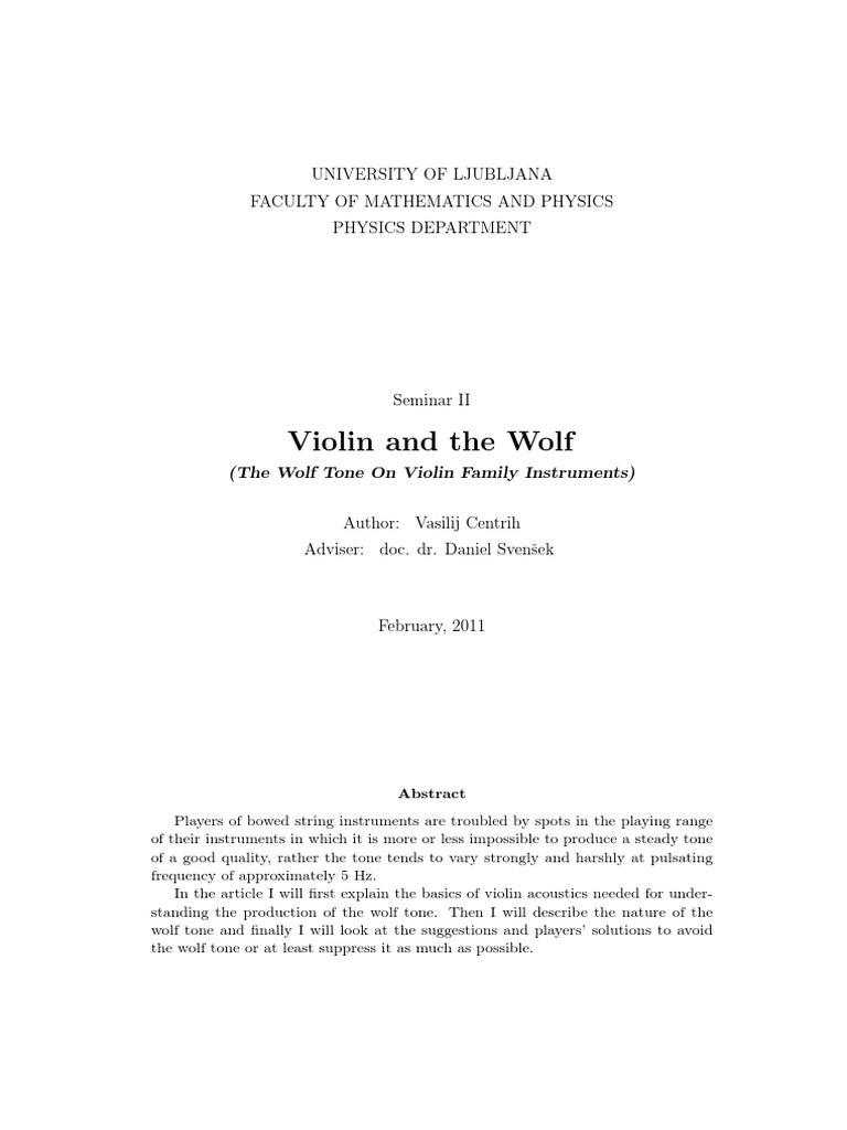 Violin and The Wolf | PDF | Resonance | String Instruments