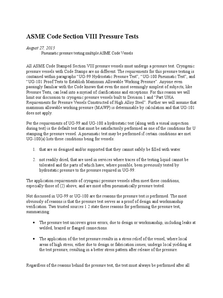 ASME Pneumatic Pressure Testing Guide | PDF | Phases Of Matter | Industries