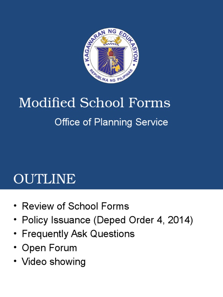 Modified School Forms Official Presentation | PDF | Schools | Further ...