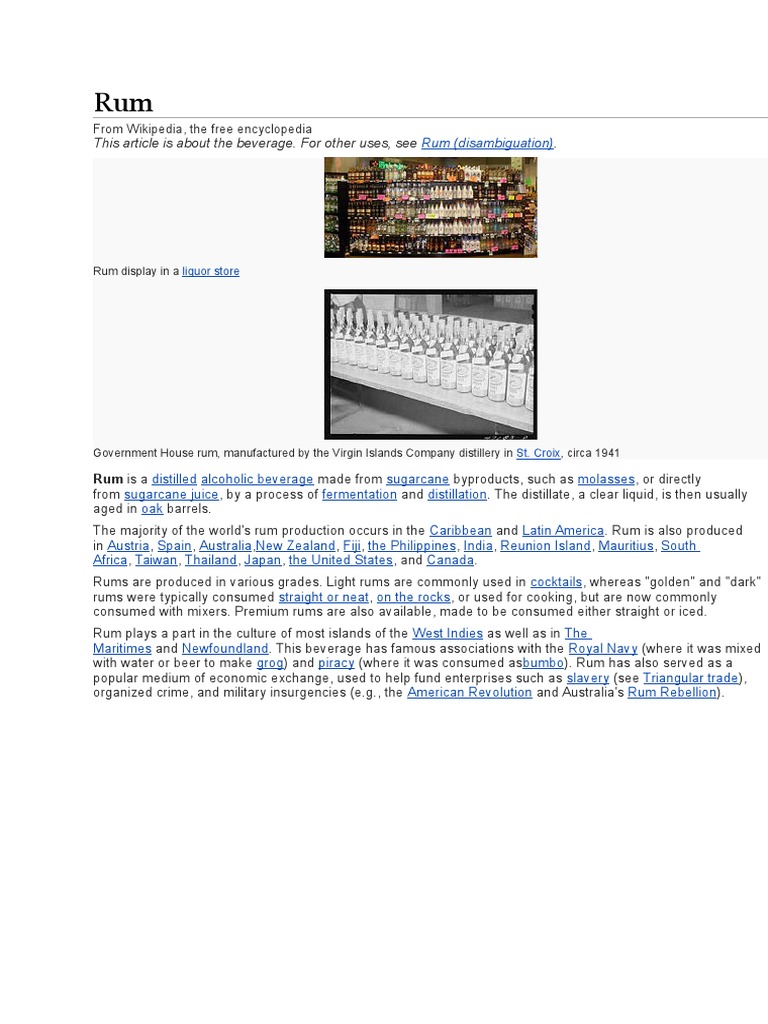 This Article Is About The Beverage. For Other Uses, See .: Rum Display ...