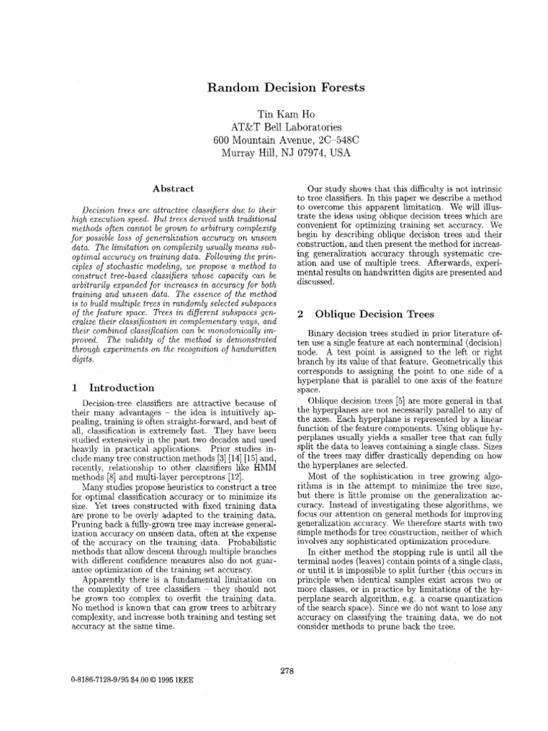 Enhancing Decision Trees with Randomness | PDF | Test Set | Statistical ...