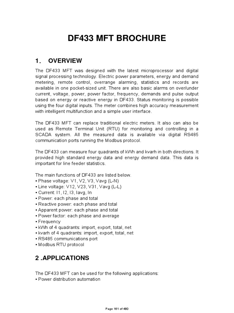 DFE DF433 MFT Brochure | PDF | Ac Power | Electrical Engineering