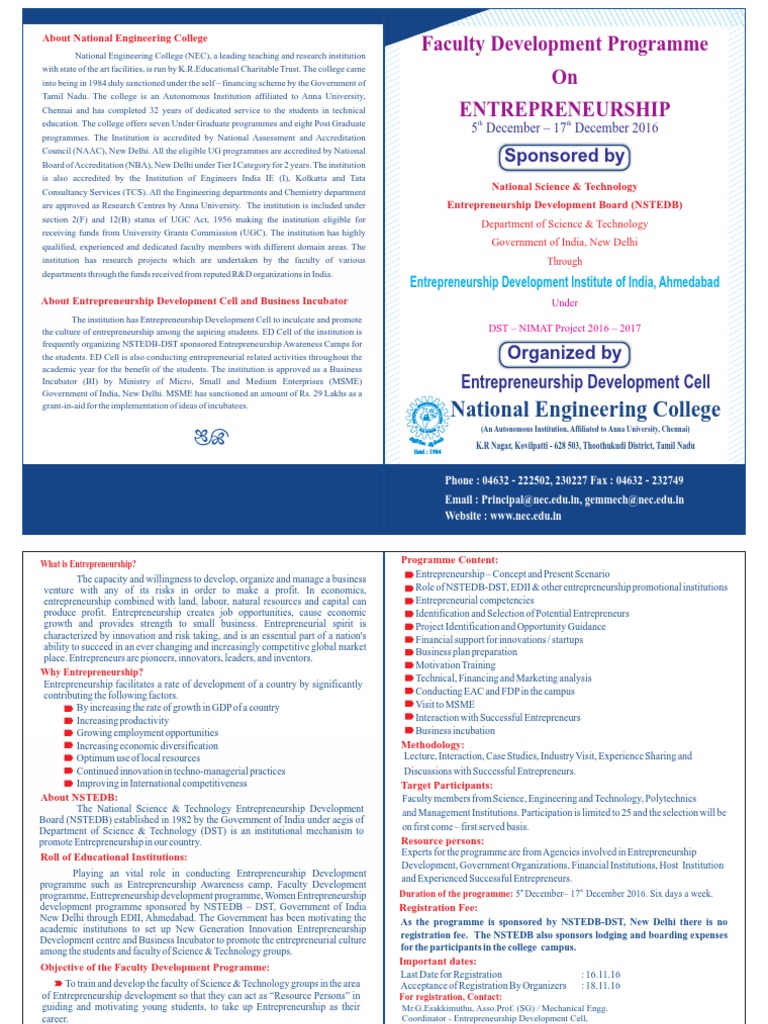 Brochure Ece FDP | PDF | Entrepreneurship | Innovation
